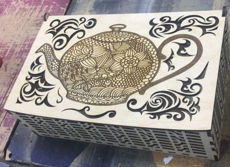 Box for Tea Laser Cut Files SVG DXF CDR Glowforge File Vector - Etsy