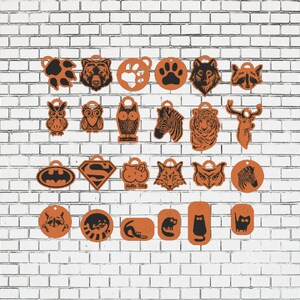 Keychains of 30 Types Laser Cut Files SVG DXF CDR Vector Plans, Files ...