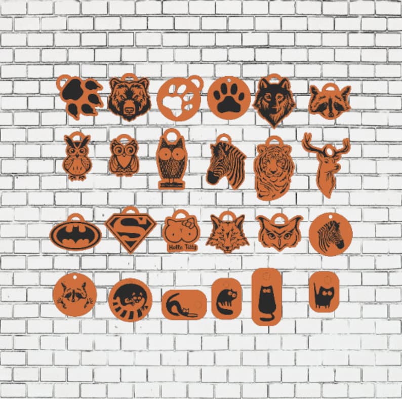 Keychains for Cars and Animals Laser Cut Files SVG DXF CDR - Etsy