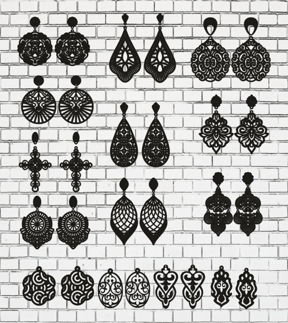 Earrings 30 Pieces Laser Cut Files SVG DXF CDR Glowforge - Etsy