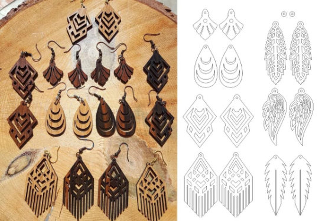 Earrings Micro Earrings Laser Cut Files SVG, DXF, CDR Glowforge File ...