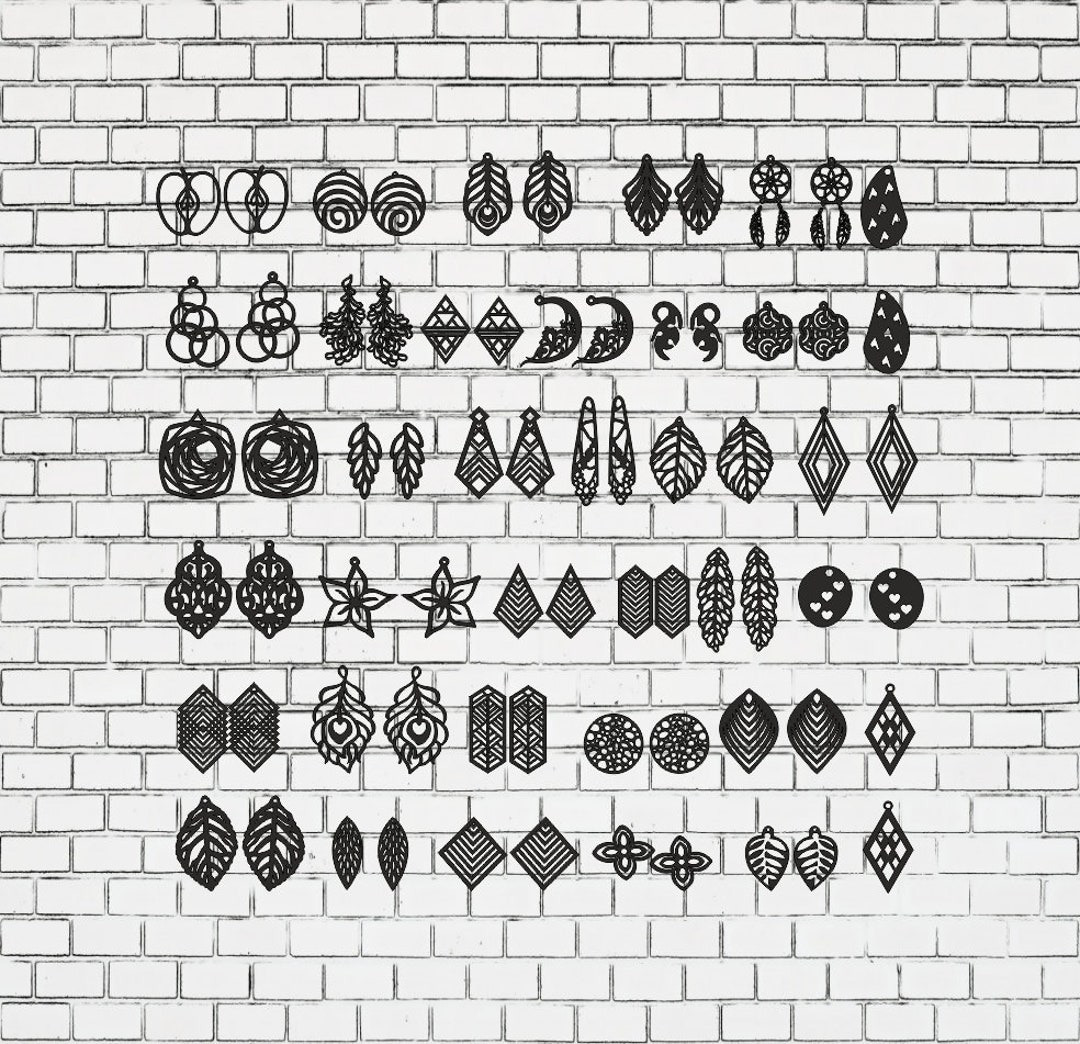 50 Earring Laser Cut Files, Digital Craft Glowforge Download SVG, Dxf ...