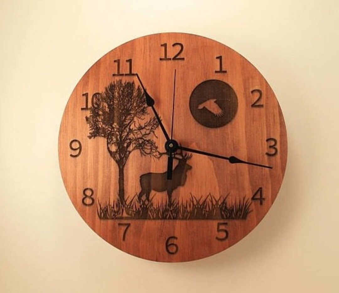 Wall Clock Nature Laser Cut Files SVG DXF CDR Glowforge File Vector ...