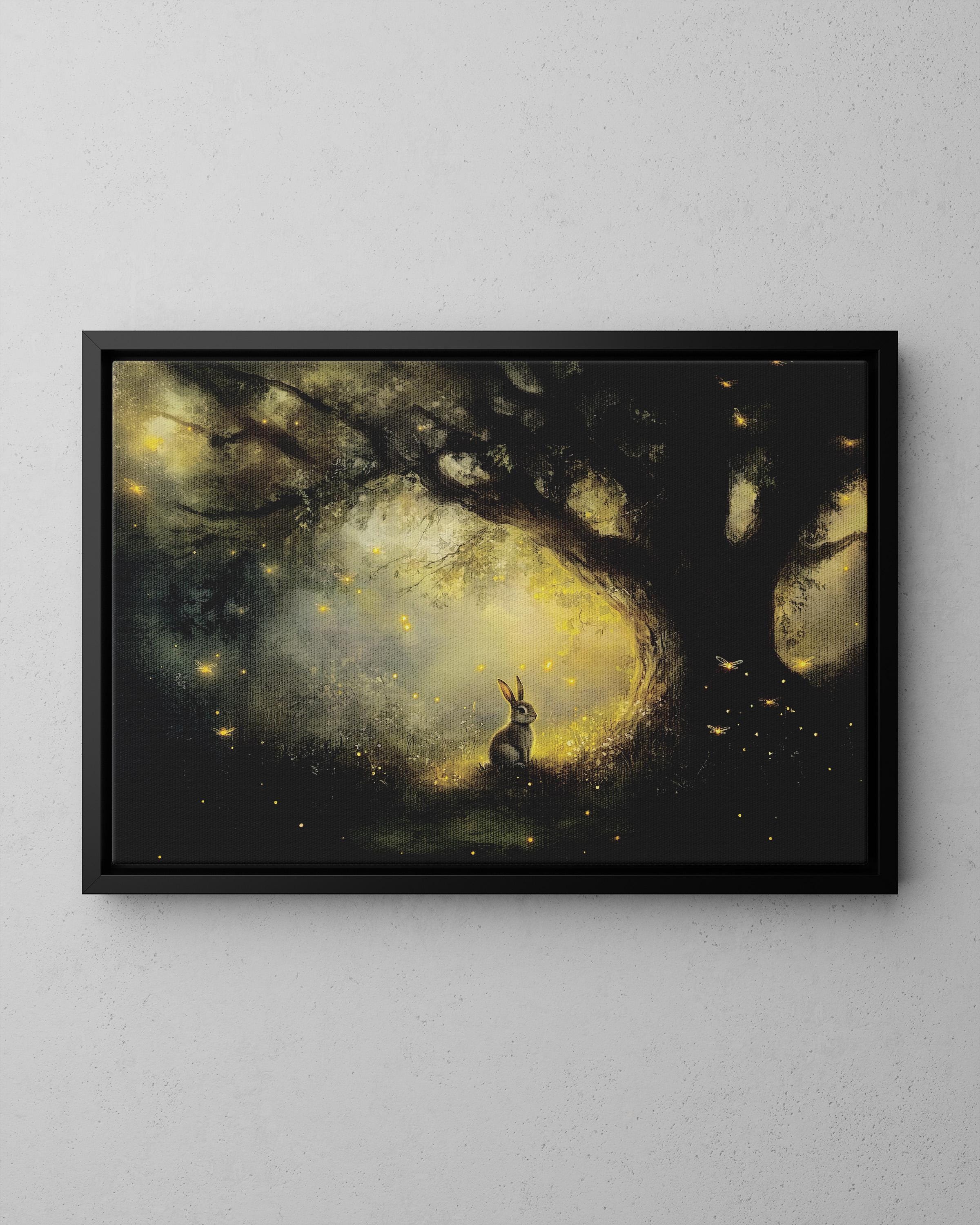 Enchanted Oak Tree Rabbit Oil Painting Poster or Canvas Print ...