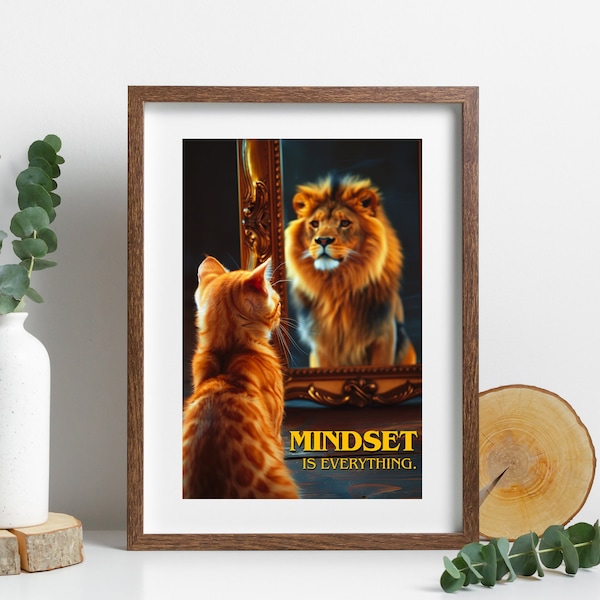 Motivational Cat Poster Mindset - Etsy