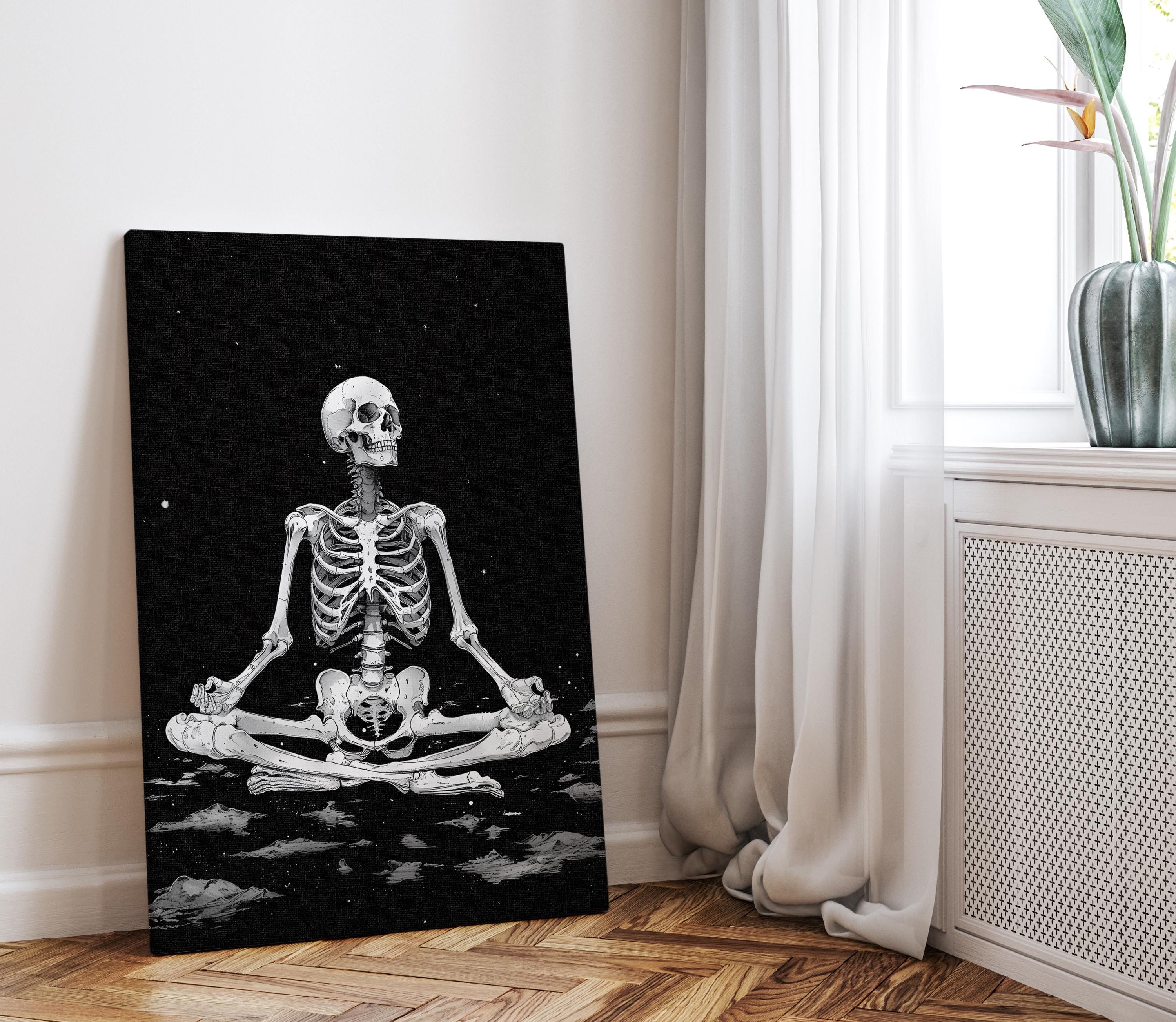 Meditating Human Skeleton Dark Wall Art Poster or Canvas Print, Funny ...