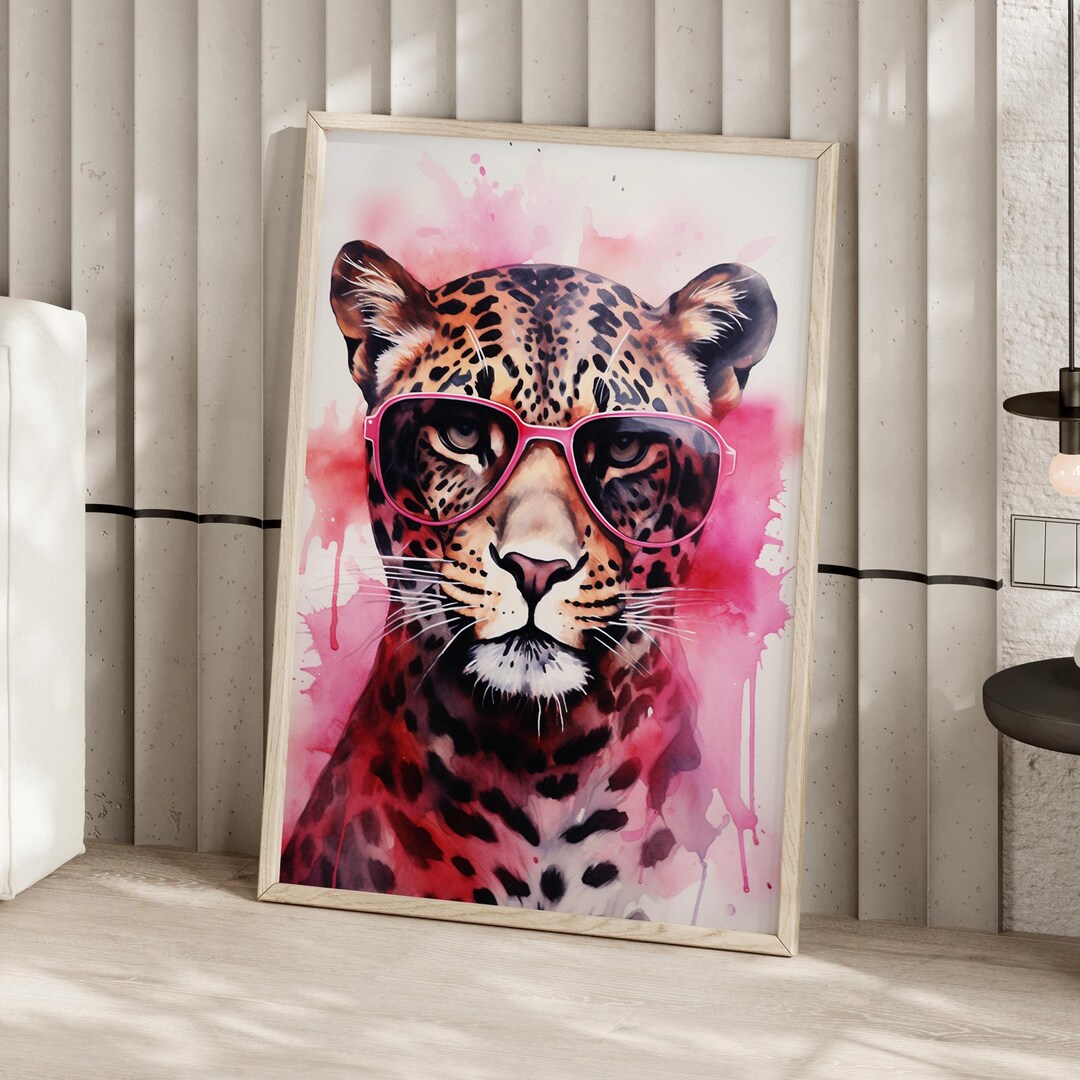 Preppy and Retro Pink Leopard Alcohol Ink Wall Art Print or Canvas ...