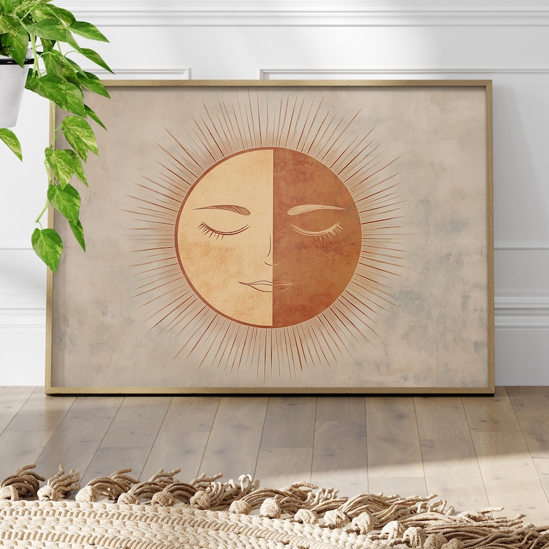 Horizontal Boho Sun Print - Etsy