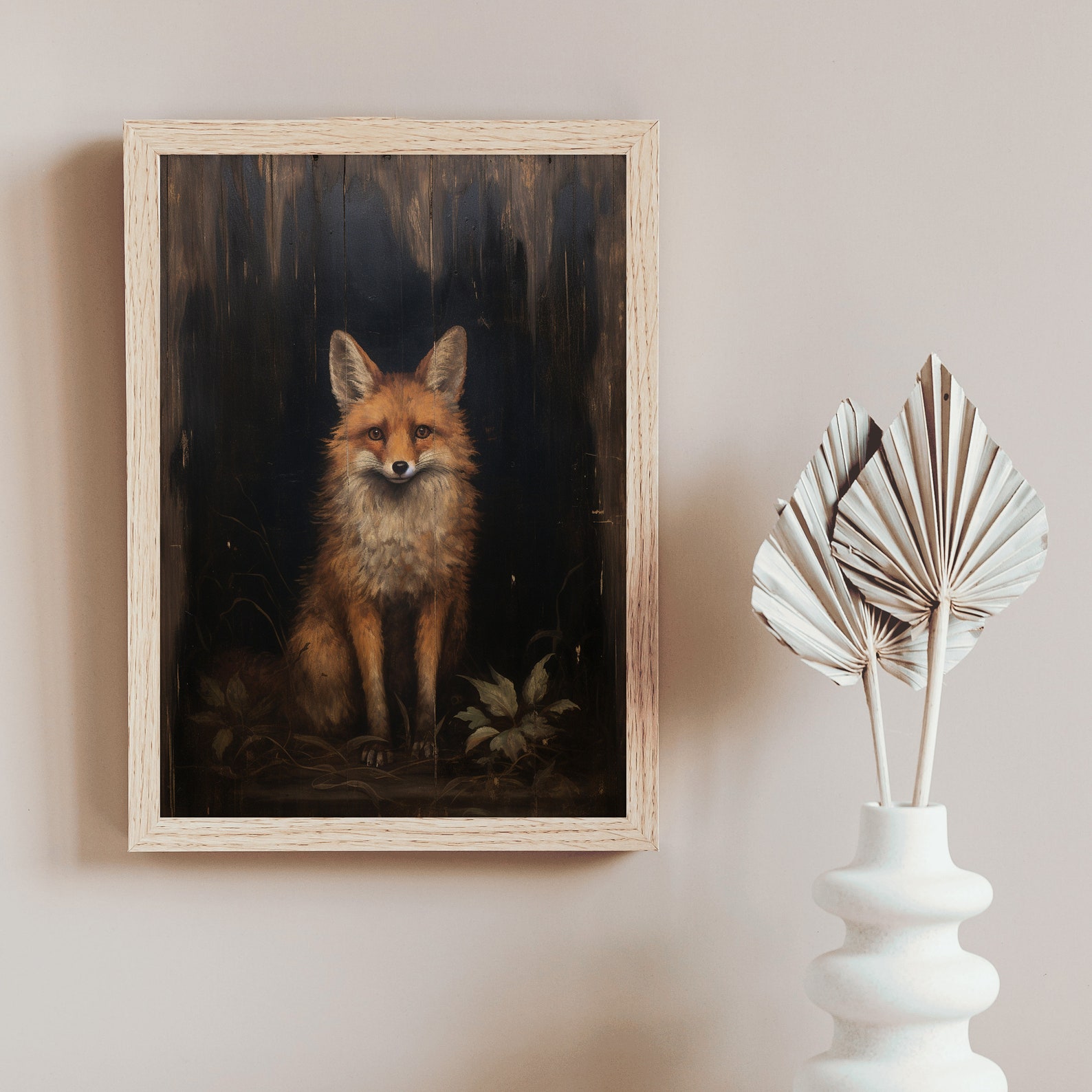 Rustic and Vintage Dark Academia Fox Oil Painting Wall Art or Canvas ...