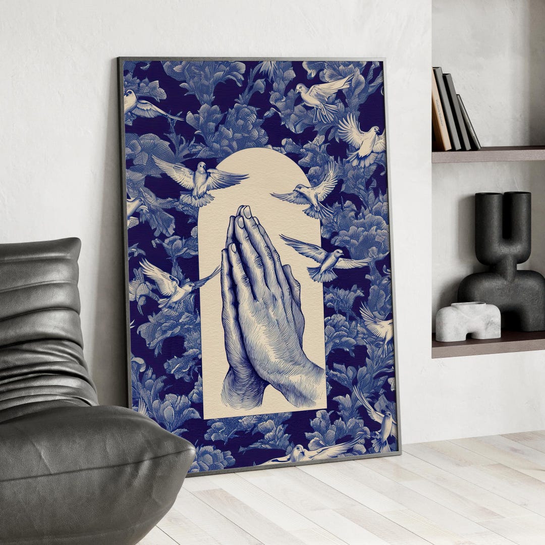 Beatitudes Arched Christian Wall Art Poster or Canvas Print, Blue Bird ...