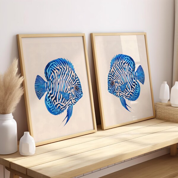 Blue Fish Wall Art - Etsy