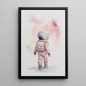 Pink Nursery Decor Space Girl Astronaut Prints or Canvas, Astro ...