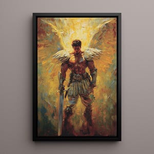 Archangel Michael's Valor With Sword and Angelic Armor Wall Art Canvas ...