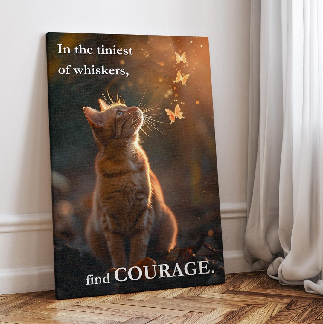 Tabby Cat With the Butterflies Majestic Art Print or Canvas, Kitten ...