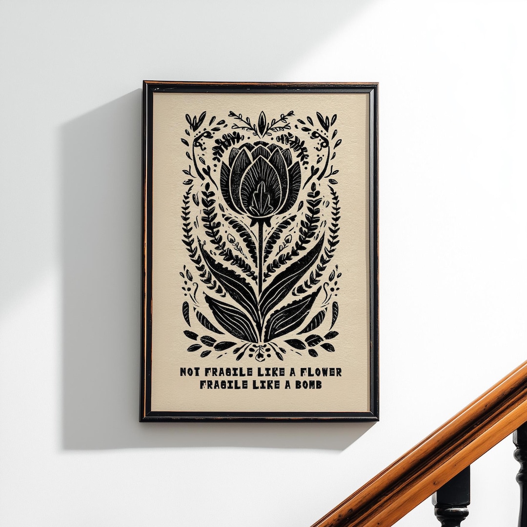 Not Fragile Like A Flower Quote Wall Art Poster or Canvas Print, RBG ...