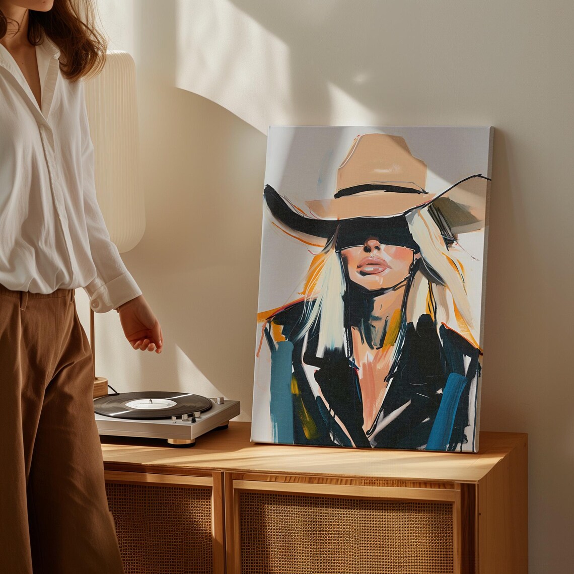 Cowgirl Western Woman With Blindfold Wall Art Poster or Canvas Print ...
