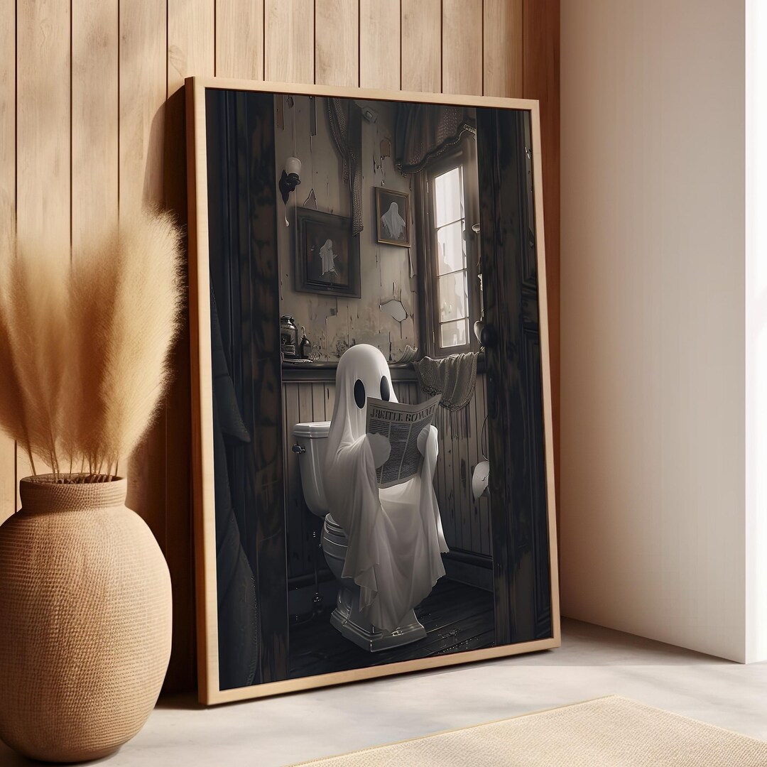 Ghost on the Toilet Victorian Wall Art Canvas or Poster Print, Dark ...