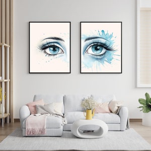 Classy and Trendy Sky Blue Preppy Eyes Wall Art Preppy Girls - Etsy