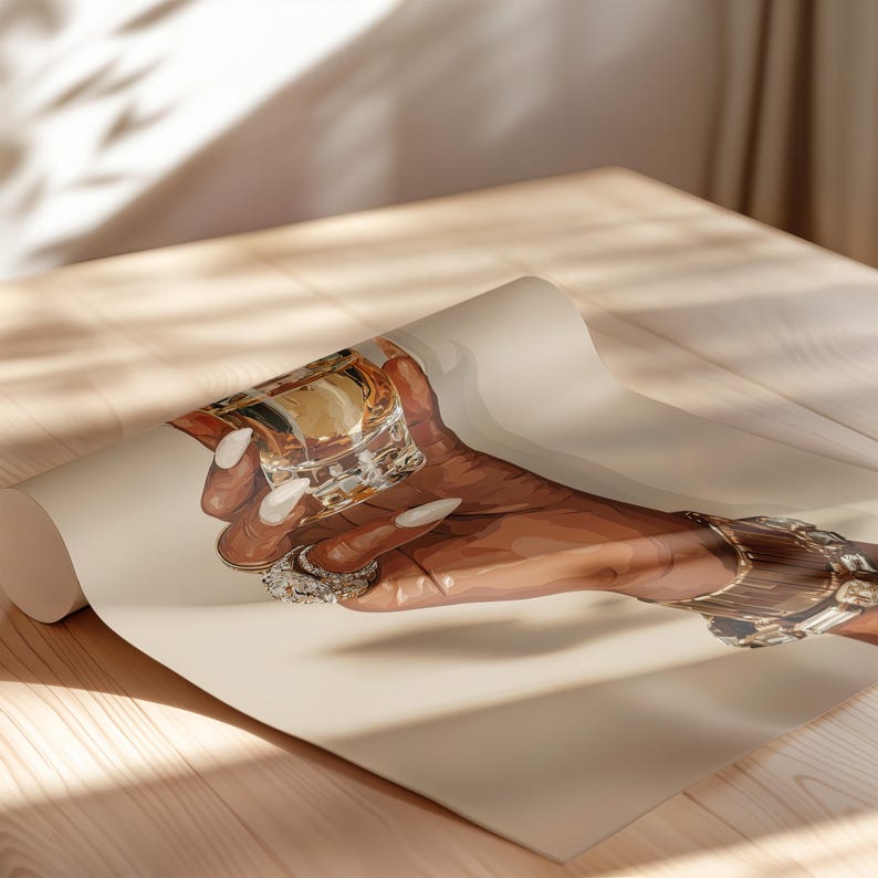 African American Woman Hand Holding Shot Glass Wall Art Poster or ...