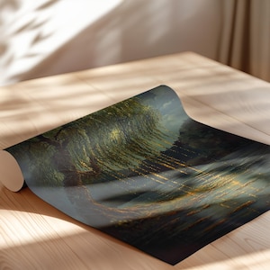 Full Moon Over Weeping Willow Tree by the Lake Mystical Wall Art Poster ...