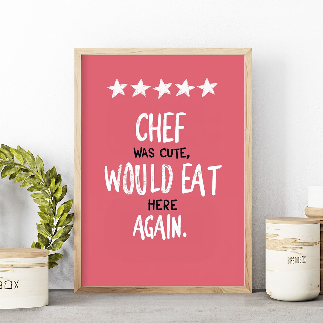 Chef Was Cute Would Eat Here Again 5-star Review Pink Poster or Canvas ...