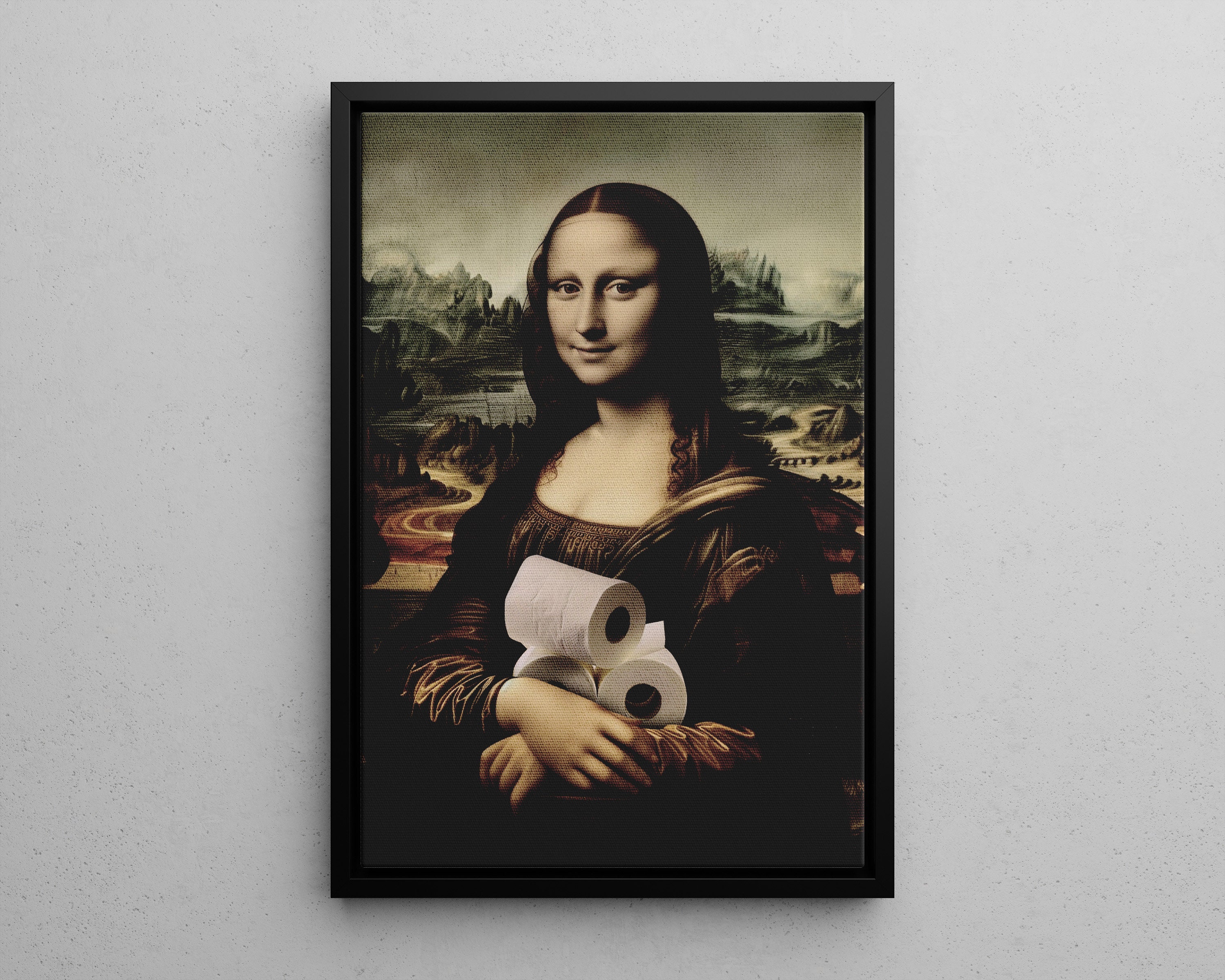 Mona Lisa Altered Funny Bathroom Decor Poster Print or Canvas, Mona ...
