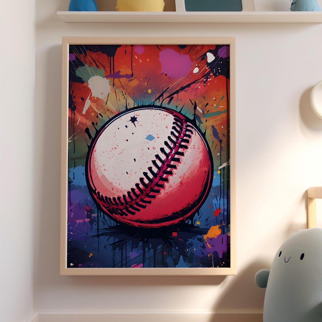 Retro Graffiti Home Run Baseball Wall Art Print Set or Canvas, Boys ...