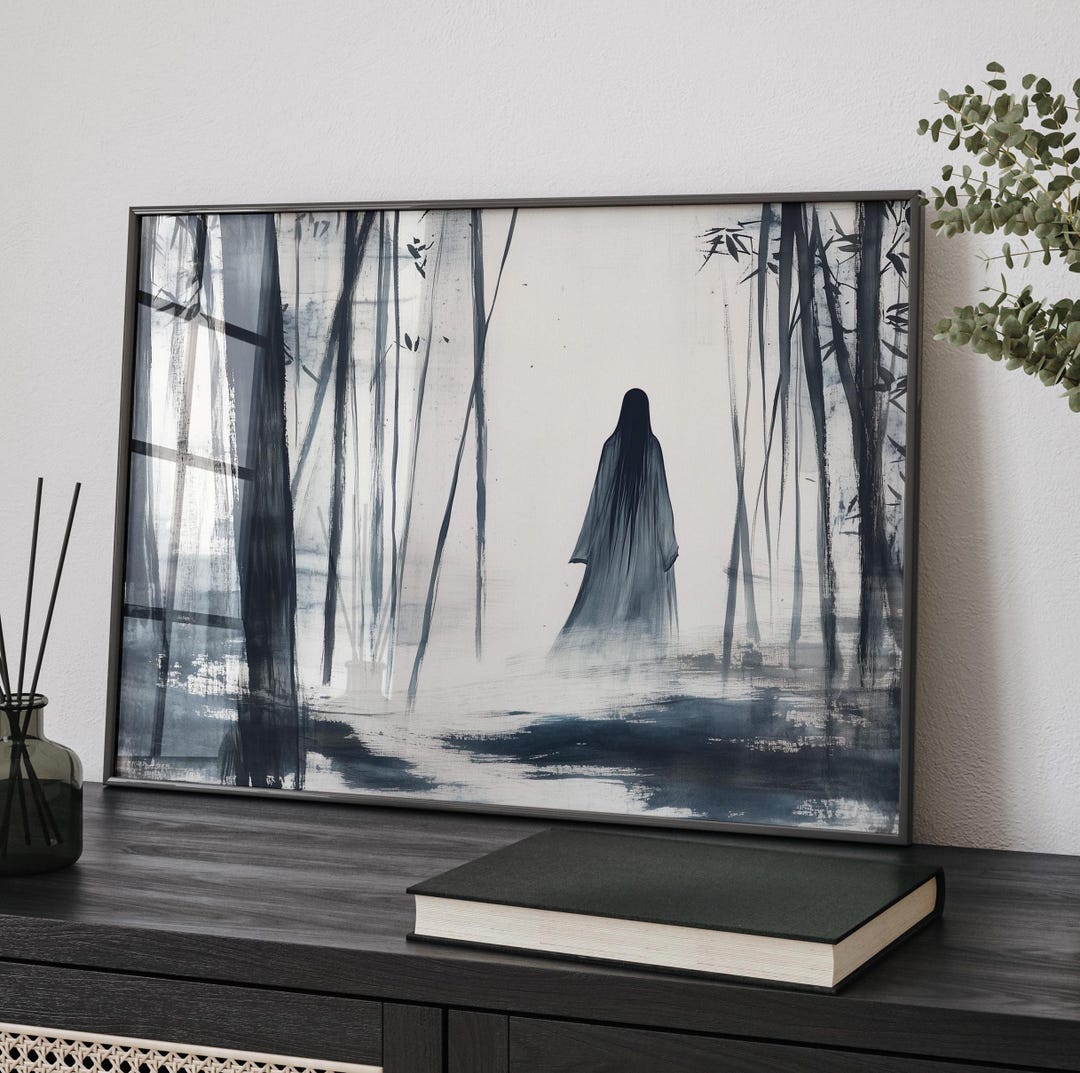 A Yurei Ghost in A Sparse Bamboo Forest Painting Poster or Canvas ...
