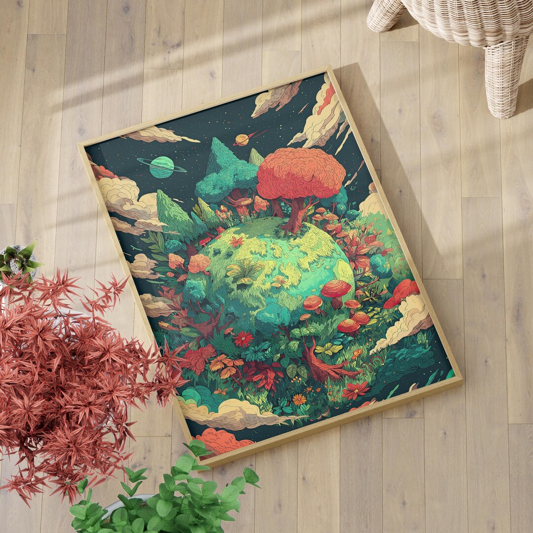 Earth Day Lush Greenery Earth Botanical Wall Art Poster or Canvas Print ...