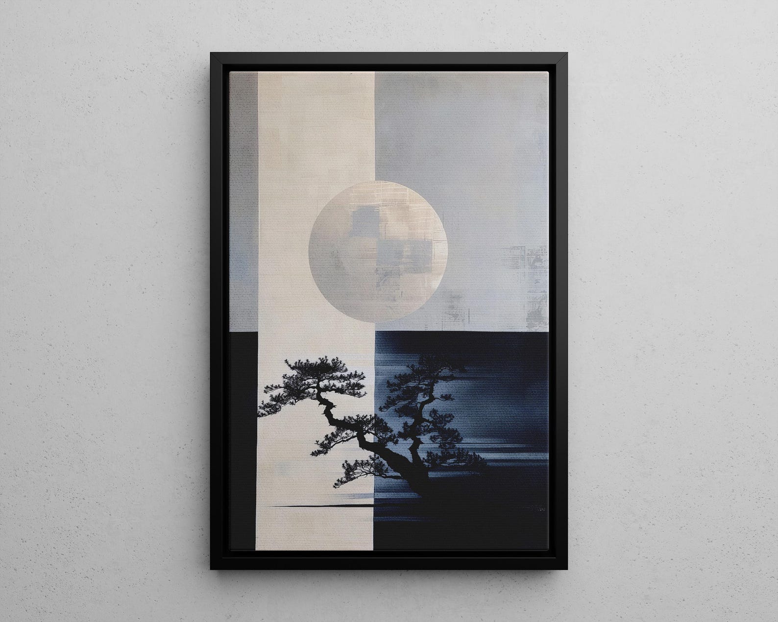 Moon Over Tree Japanese Abstract Geometric Wall Art Poster or Canvas ...