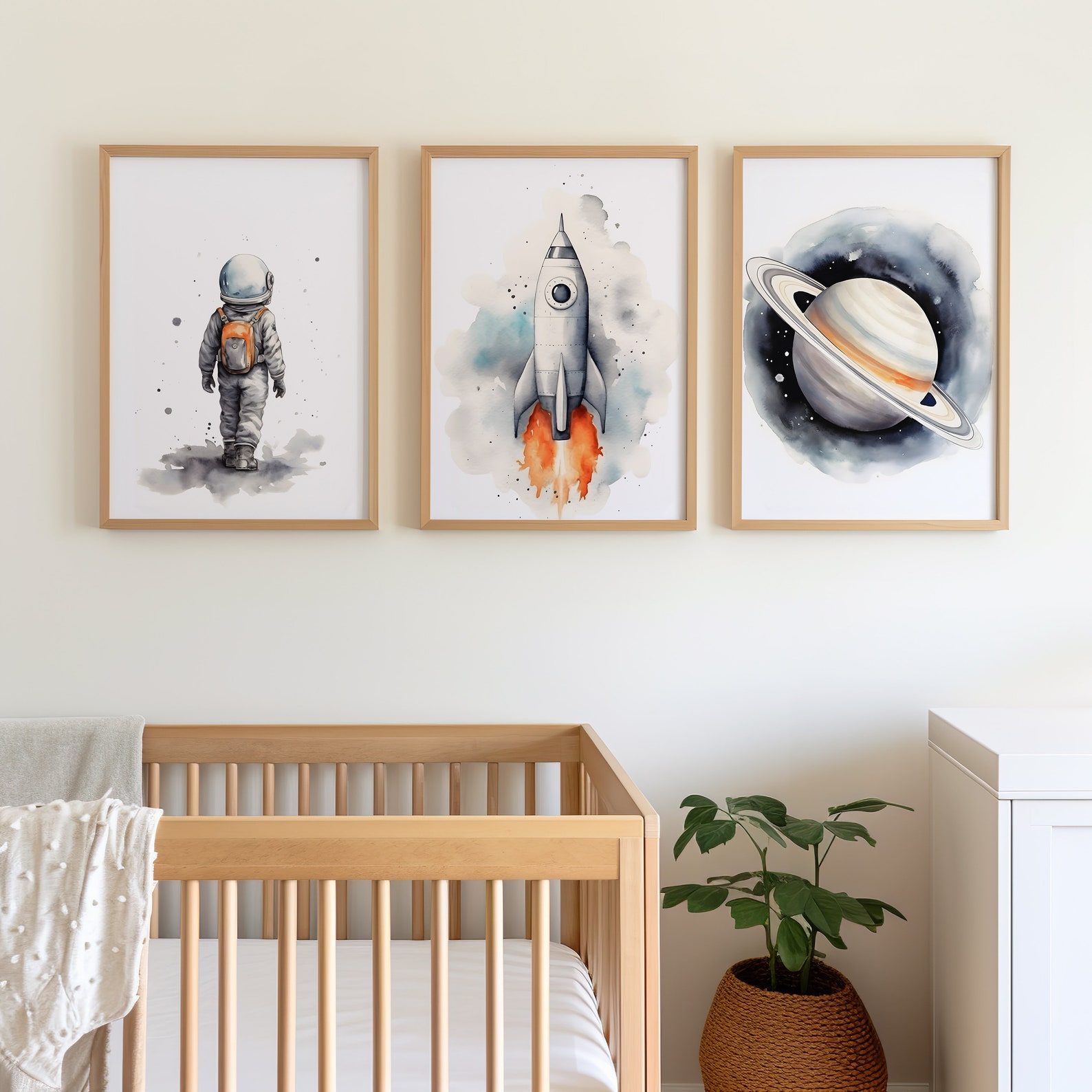 Nursery Decor Space Boy Set of 3 Wall Art or Canvas, Nursery Wall Art ...
