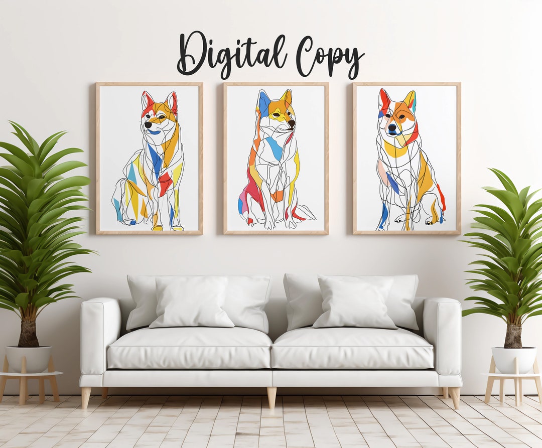 Single Line Shiba Inu Wall Art, DIGITAL 13X19 DESIGN, Bohemian Modern ...
