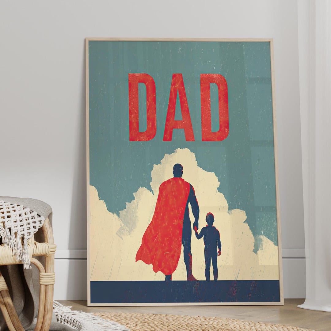 Superhero Dad Silhouette Wall Art Poster or Canvas Print, Father’s Day ...