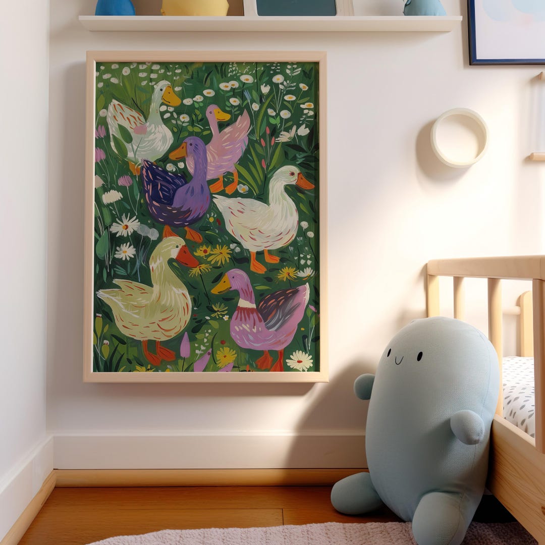 Vintage Duck Abstract Painting Poster or Canvas Print, Dukie Nursery ...