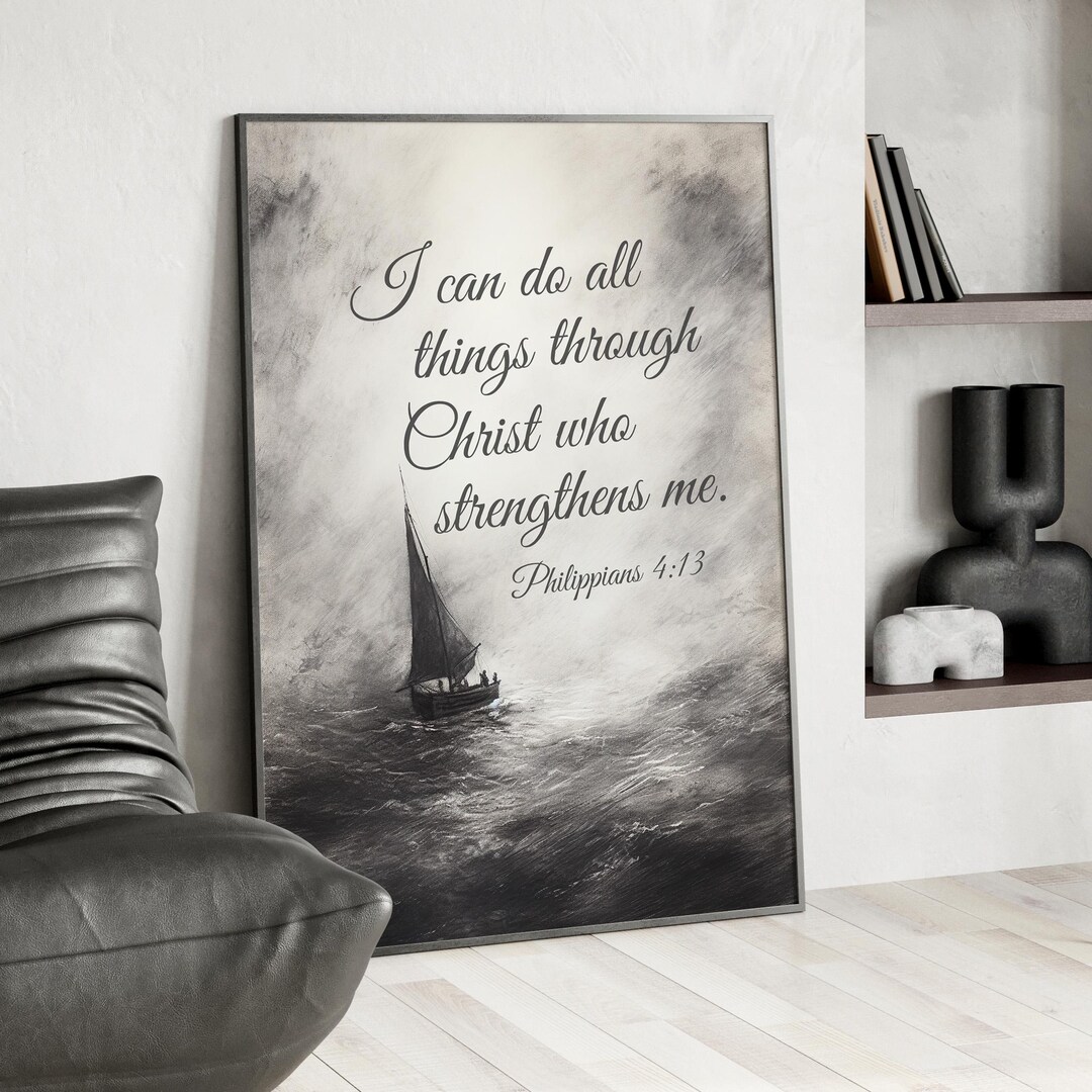 Boat Sailing Through Rough Seas Art Print or Canvas With Scripture ...