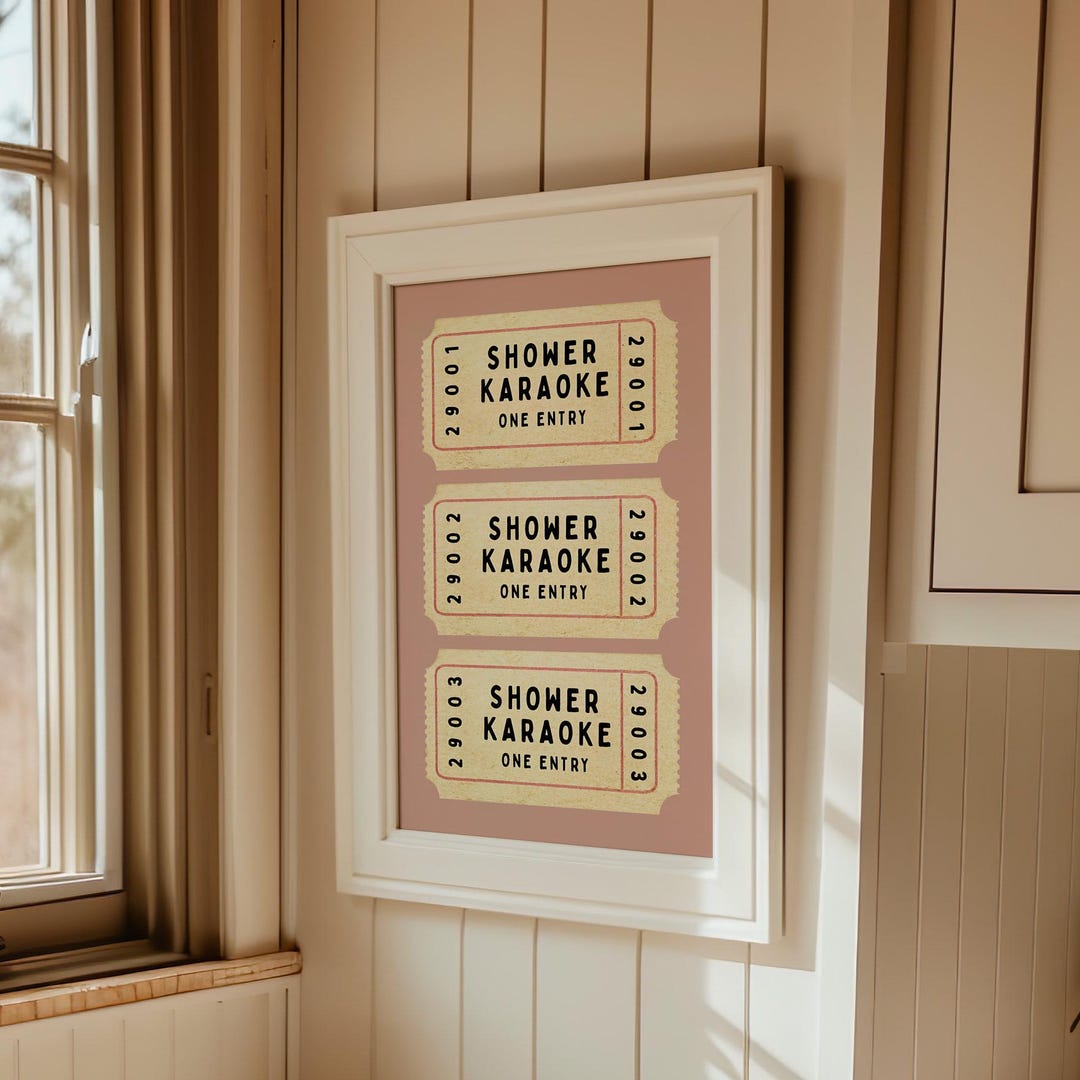 Shower Karaoke Ticket Art Print Poster or Canvas, Shower Room Funny ...