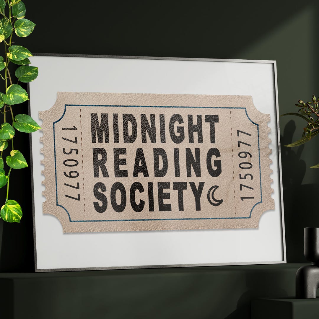Midnight Reading Society Vintage Ticket Stub Wall Art Poster or Canvas ...