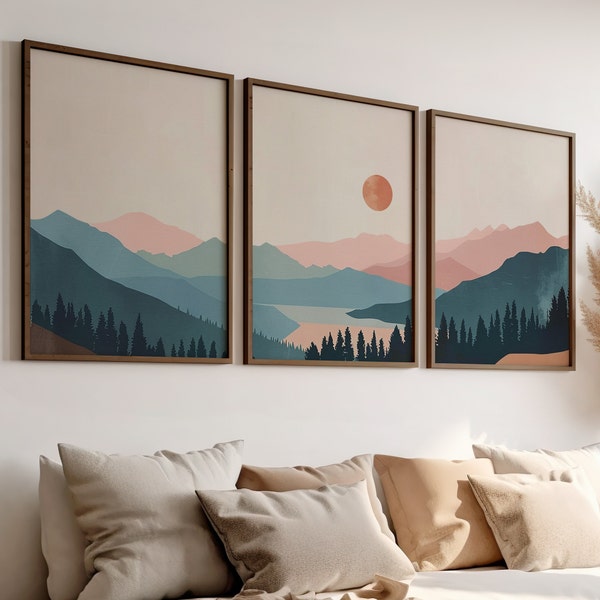 Boho Mountain Wall Art - Etsy