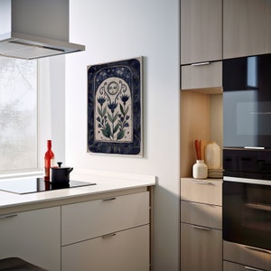 Moon Face With Flowers Folk Art Illustration Wall Decor or Canvas, Moon ...