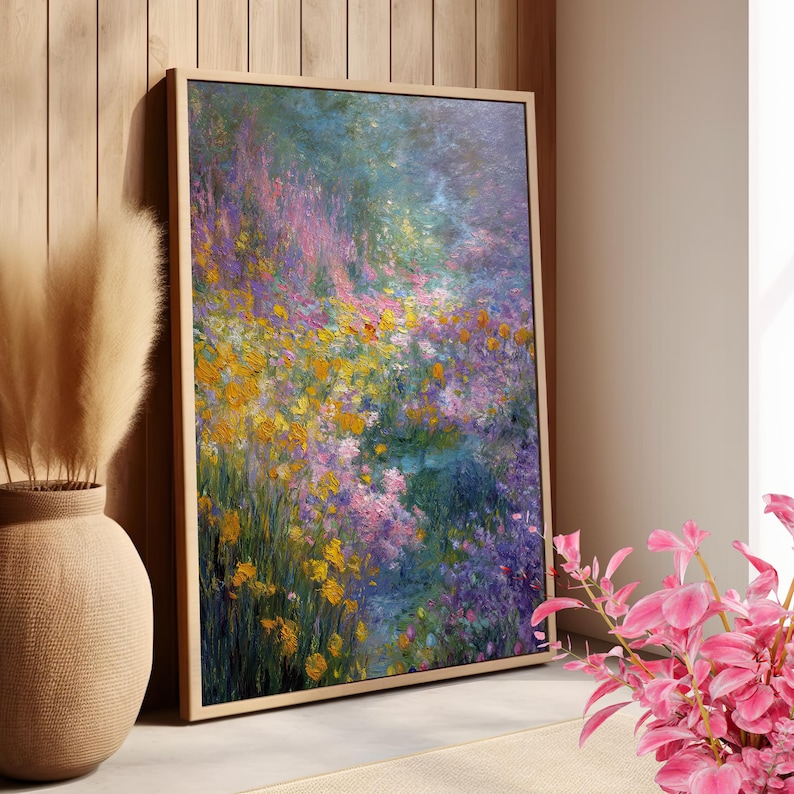 Spring Garden Painting Poster or Canvas Print, Claude Monet Style ...