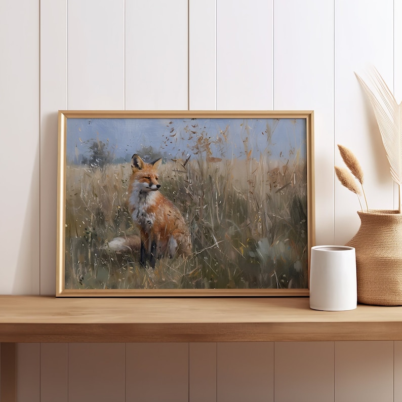 Fox in the Field Art Print or Canvas, Vintage Fox Print, Cottagecore ...