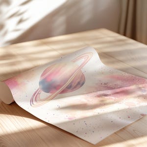 Watercolor Light Pink Pastel Space Astronaut Set of 3 Art Print Nursery ...