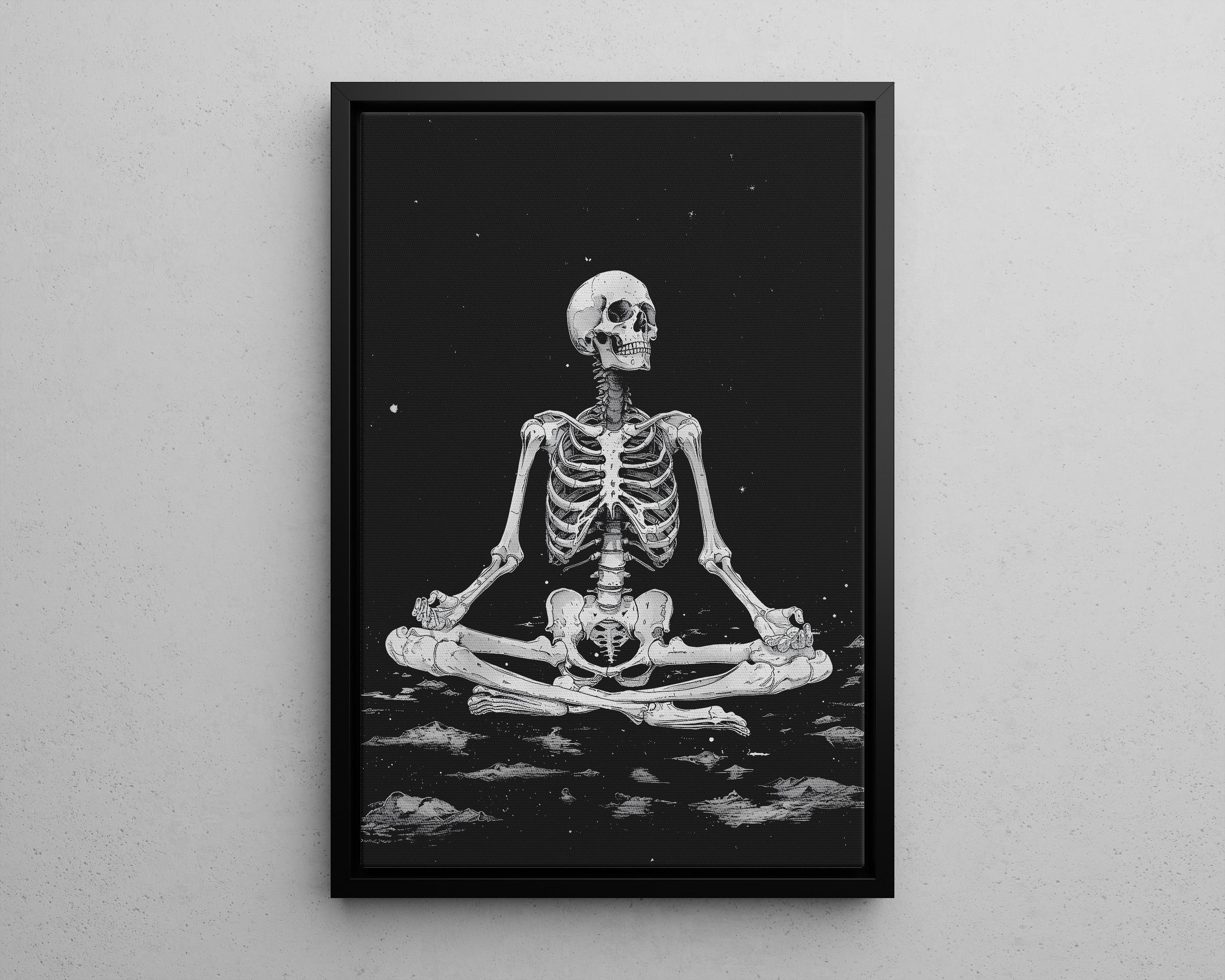 Meditating Human Skeleton Dark Wall Art Poster or Canvas Print, Funny ...