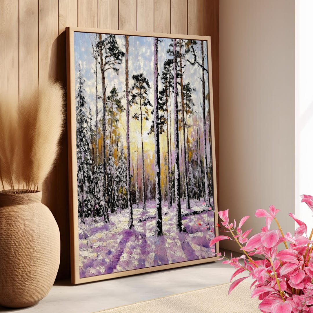 Taiga Landscape Rough Oil Painting Art Poster or Canvas Print, Winter ...