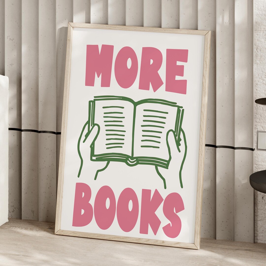 More Books Art Poster or Canvas Print, English Classroom Decor, Retro ...