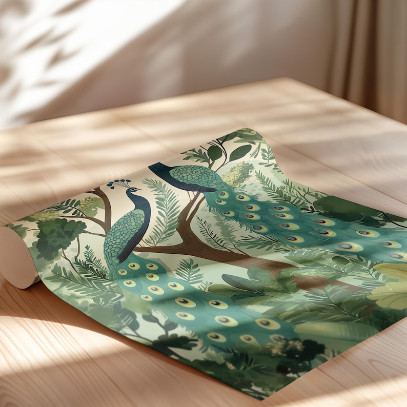 Peacock Forest Art Print or Canvas Print, Emerald Teal Nature Wall Art ...