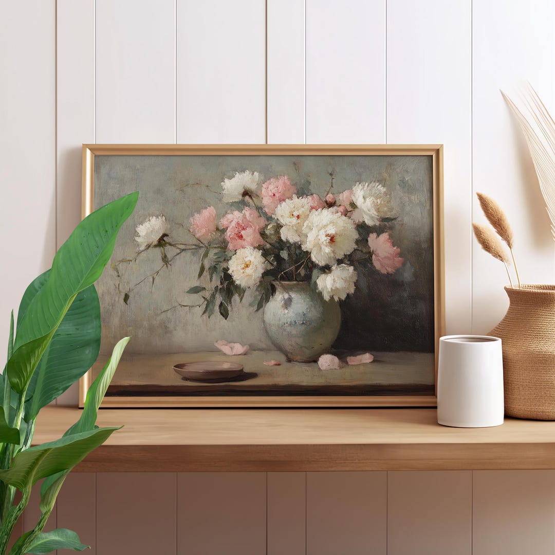 Rustic Peonies Inspired by Claude Monet Wall Art Print or Canvas ...