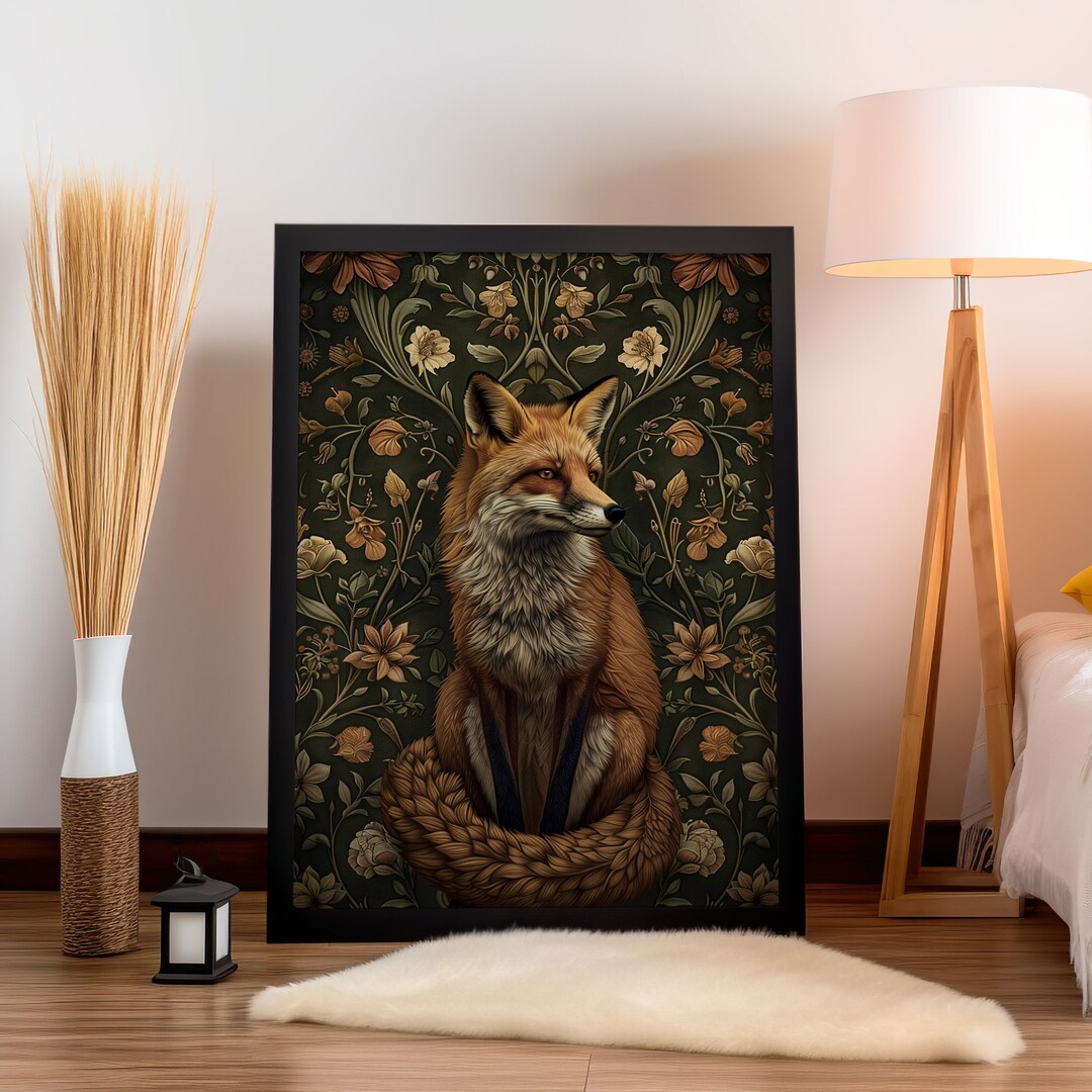 William Morris Inspired Fox Art Print or Canvas, Forest Fox Nature ...