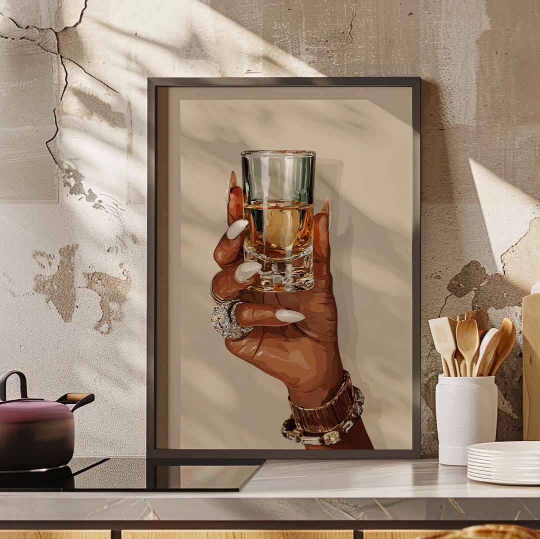 African American Woman Hand Holding Shot Glass Wall Art Poster or ...