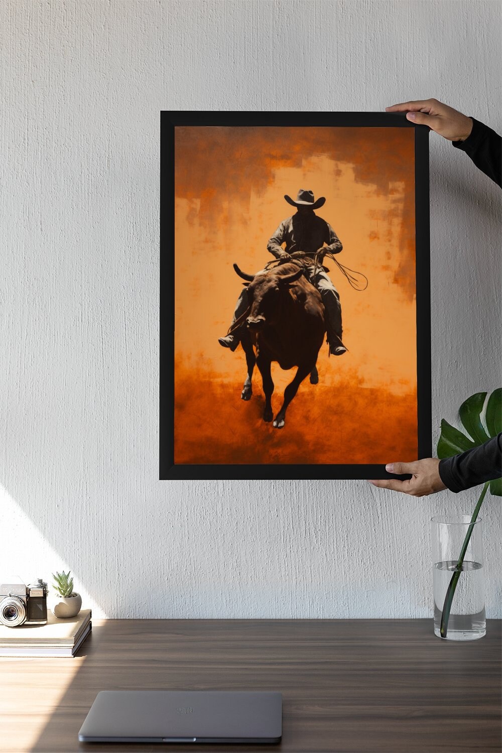 Bull Riding Cowboy Southwestern Ranch & Cabin Lodge Wall - Etsy